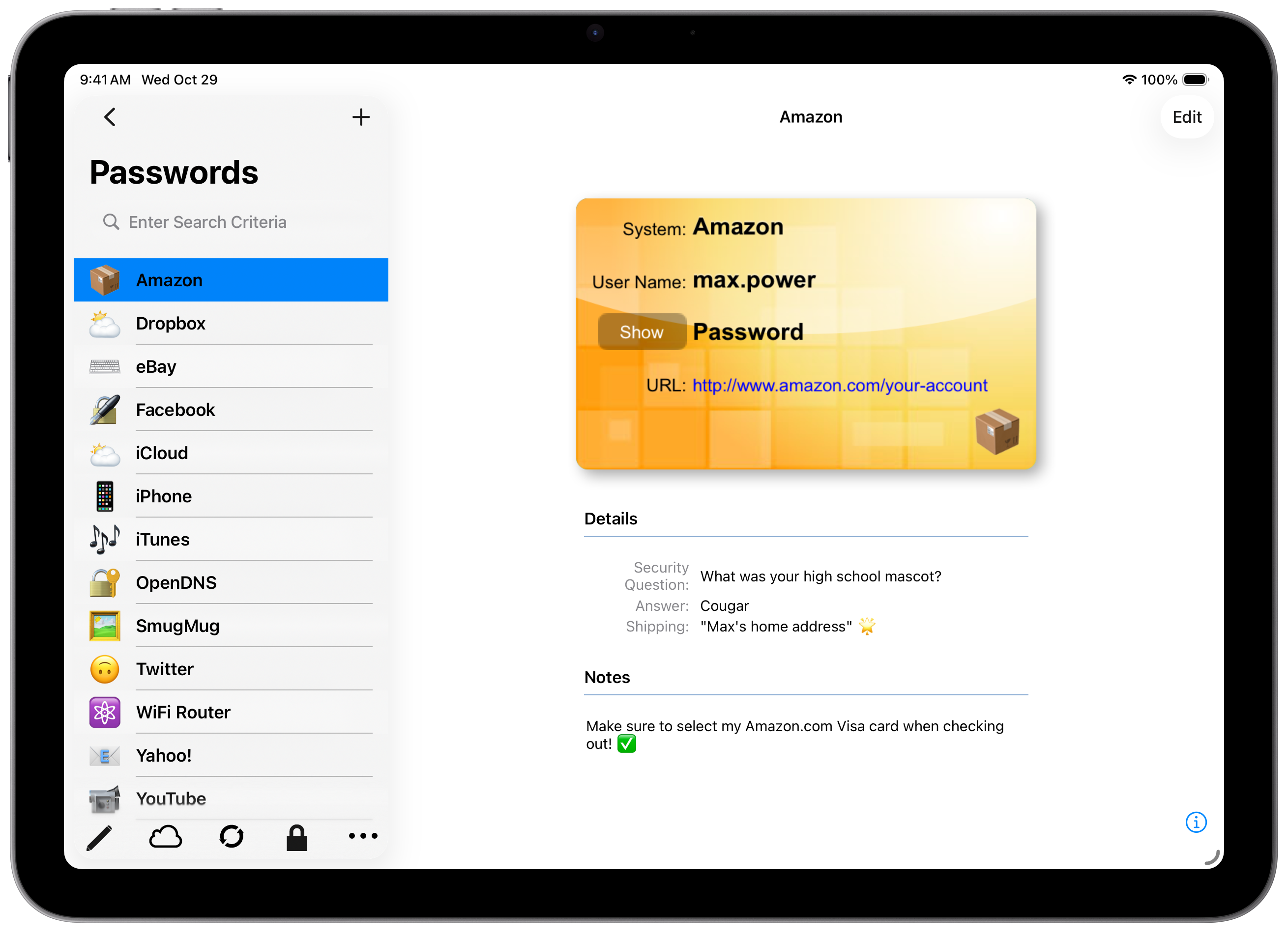 eWallet for iPhone and iPad | Ilium Software